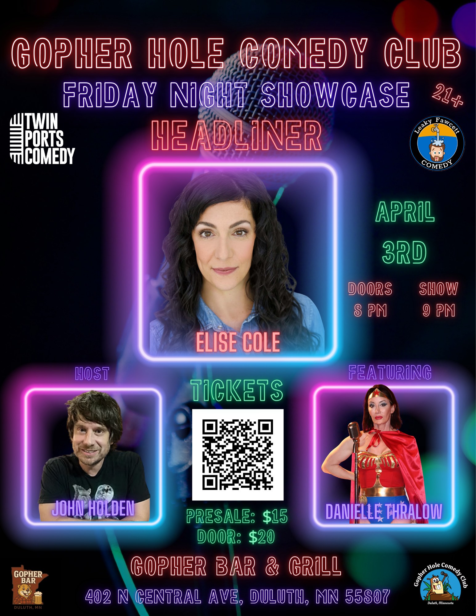 Twin Ports Nightlife - Gopher Hole Comedy Club Showcase w/ Elise Cole